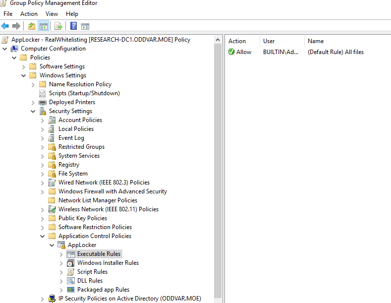 Real whitelisting attempt using AppLocker – Oddvar Moe's Blog